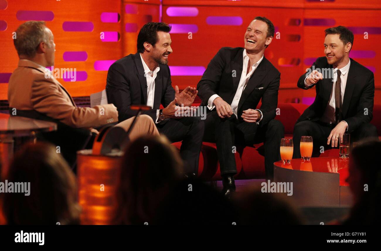Michael fassbender james mcavoy filming graham norton show london ...