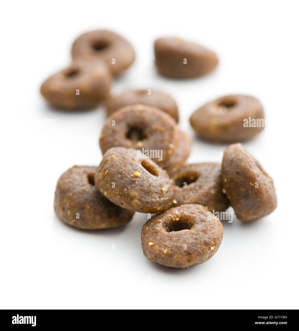 Dry kibble dog food isolated on white background Stock Photo - Alamy