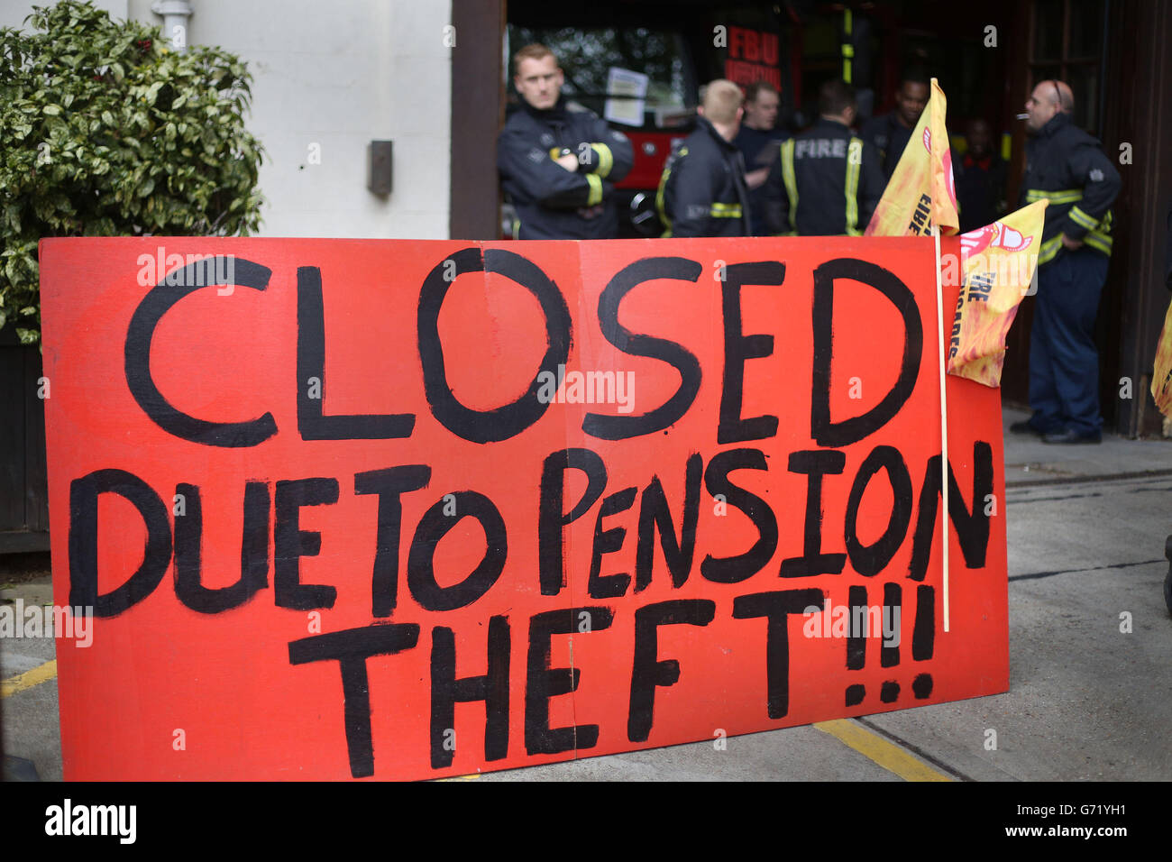 Euston fire station in central London where firefighters are staging a ...