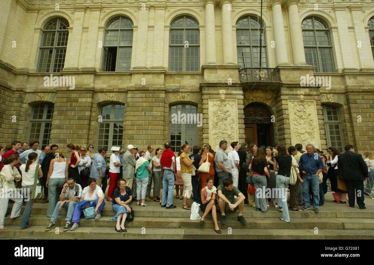 French People queqe outside Rennes Court, waiting for a decision in the ...