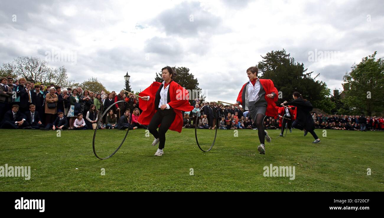 Competitors take part in the King's School, Hoop Trundle on the east ...