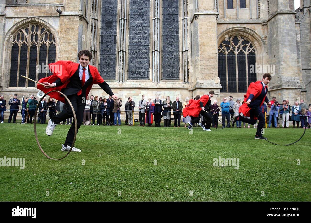 Competitors take part in the King's School, Hoop Trundle on the east ...