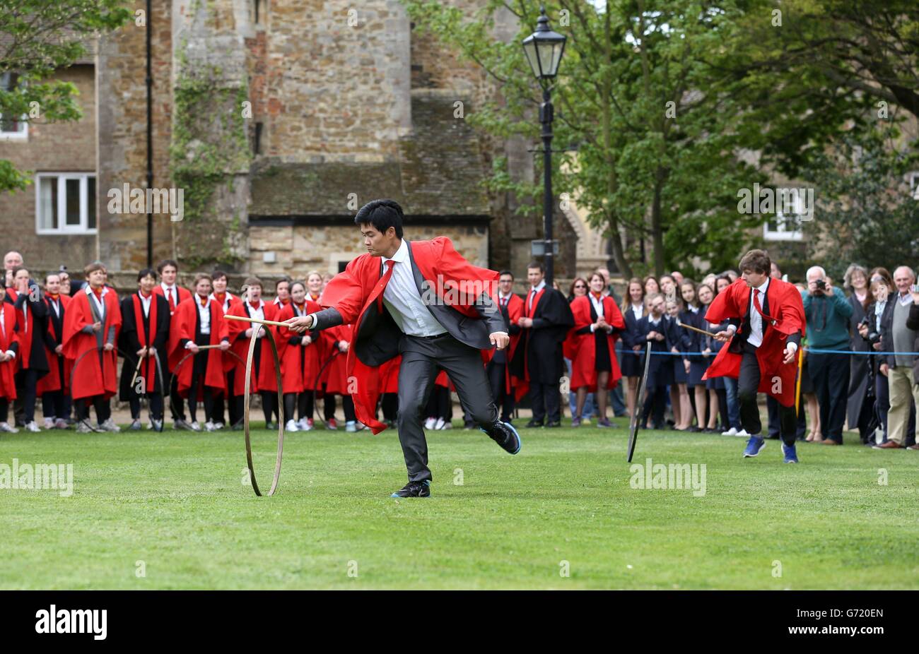 Competitors take part in the King's School, Hoop Trundle on the east ...