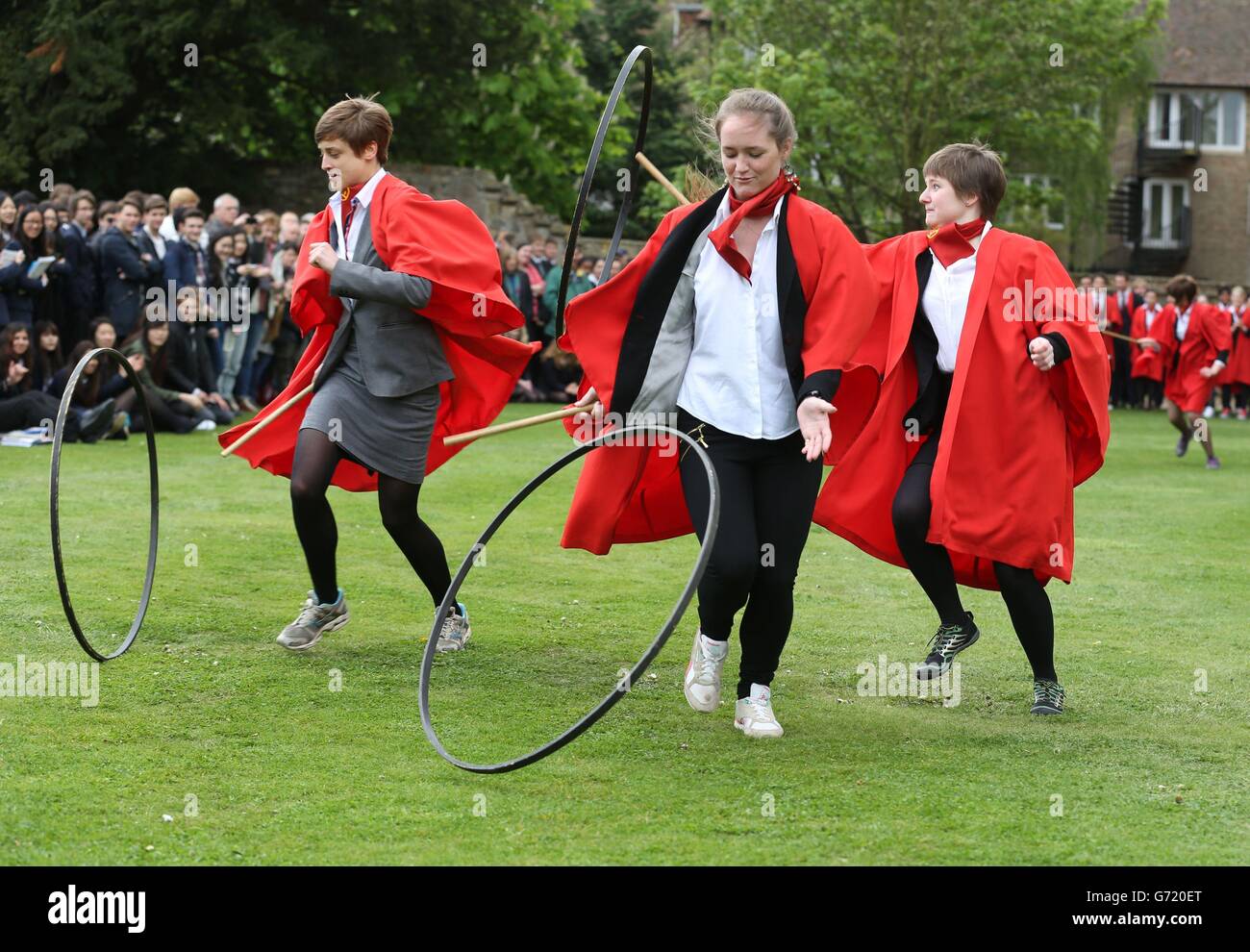 Competitors take part in the King's School, Hoop Trundle on the east ...