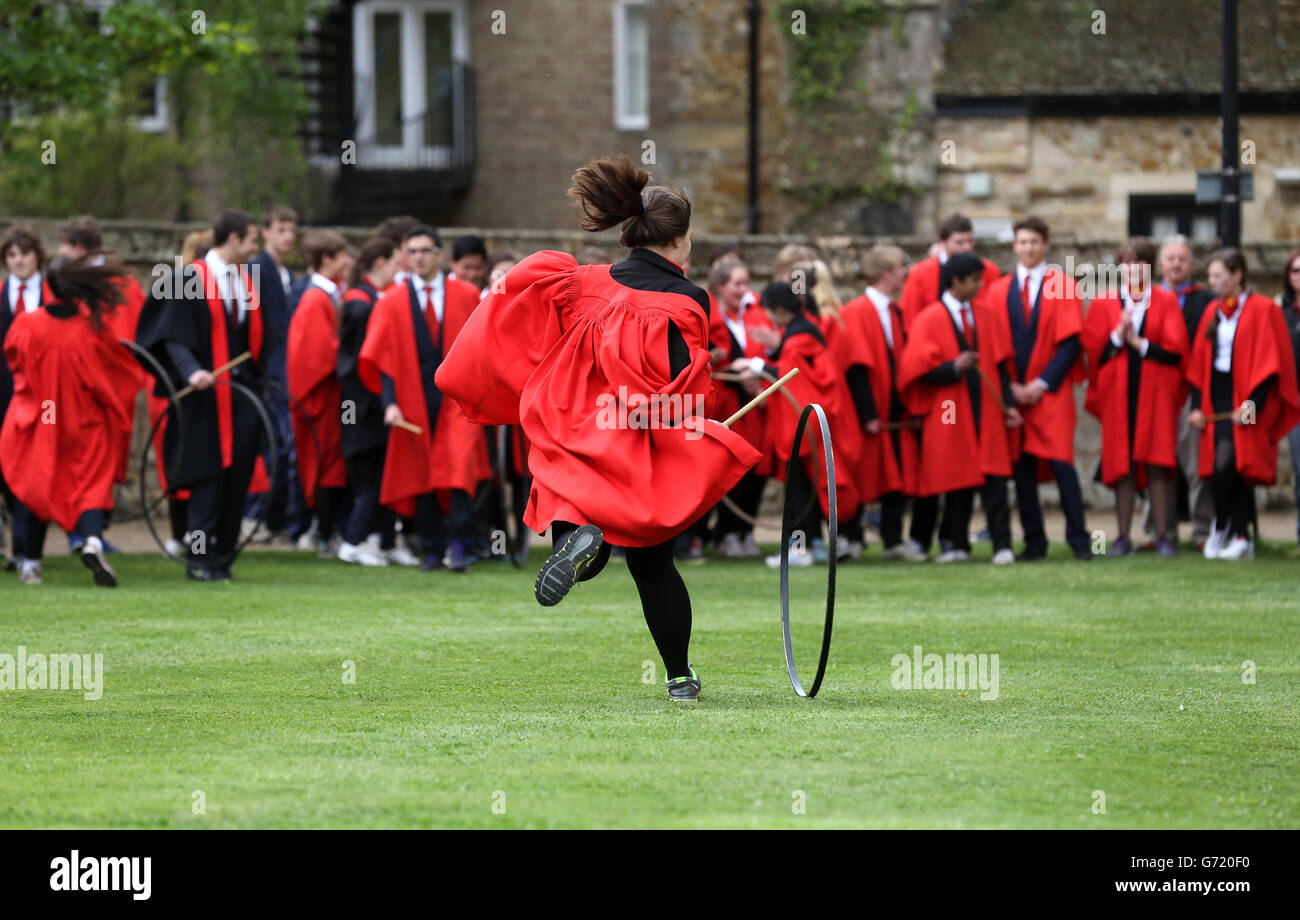 Competitors take part in the King's School, Hoop Trundle on the east ...