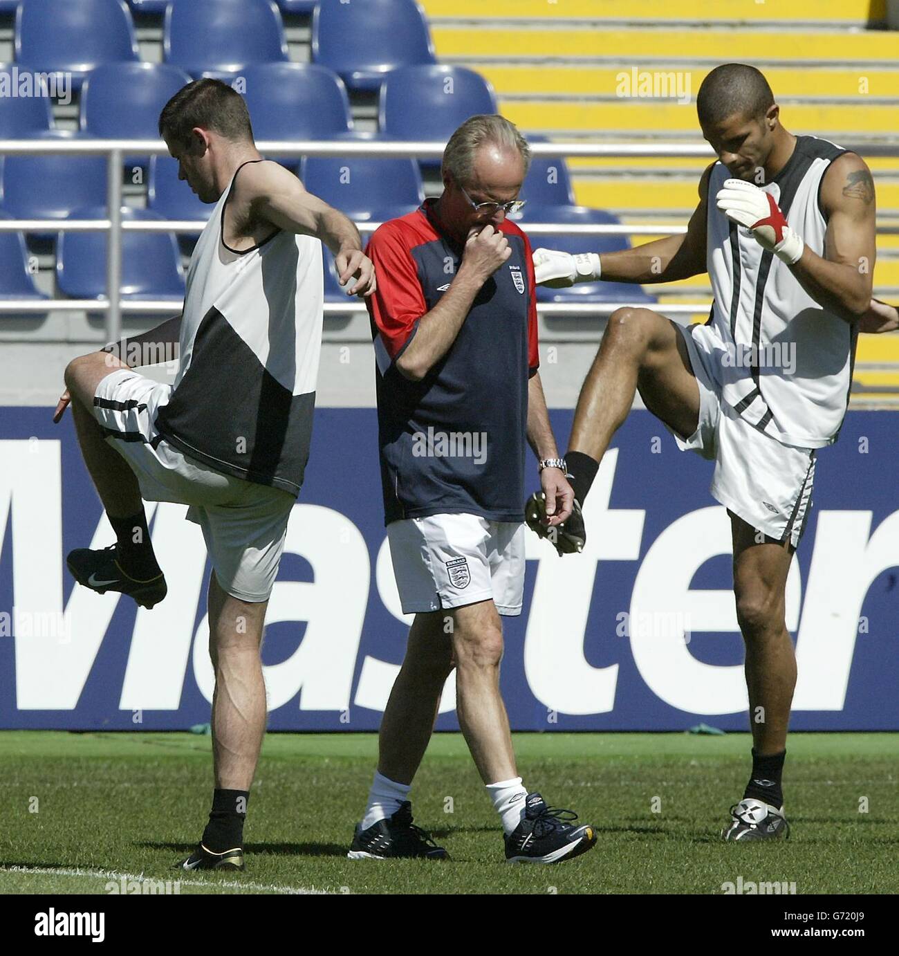 England's Manager Sven Goran Eriksson takes a training session on the ...