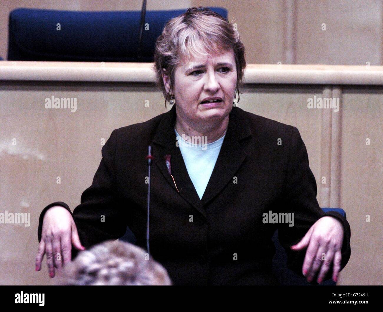 Deputy Leader of the Scottish National Party Roseanna Cunningham shakes ...