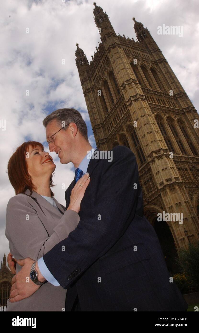 Politics celebrity smiling lembit opik sian lloyd hi-res stock ...