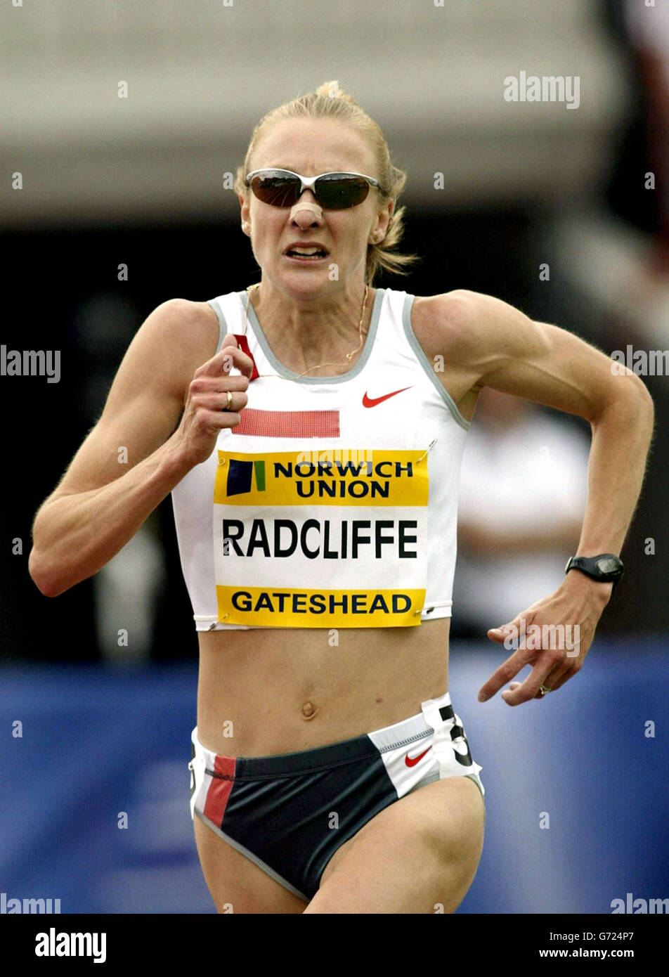 Paula Radcliffe during the women's 10,000m race during the Norwich ...