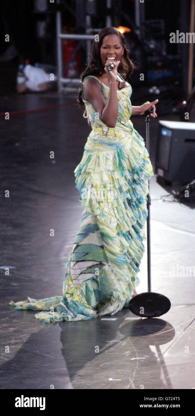 Singer Jamelia on stage at the Olympic Torch Concert in The Mall ...