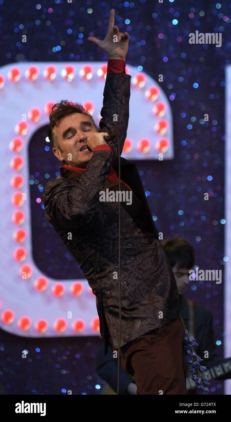 Morrissey performs live on pyramid stage glastonbury festival hi-res ...