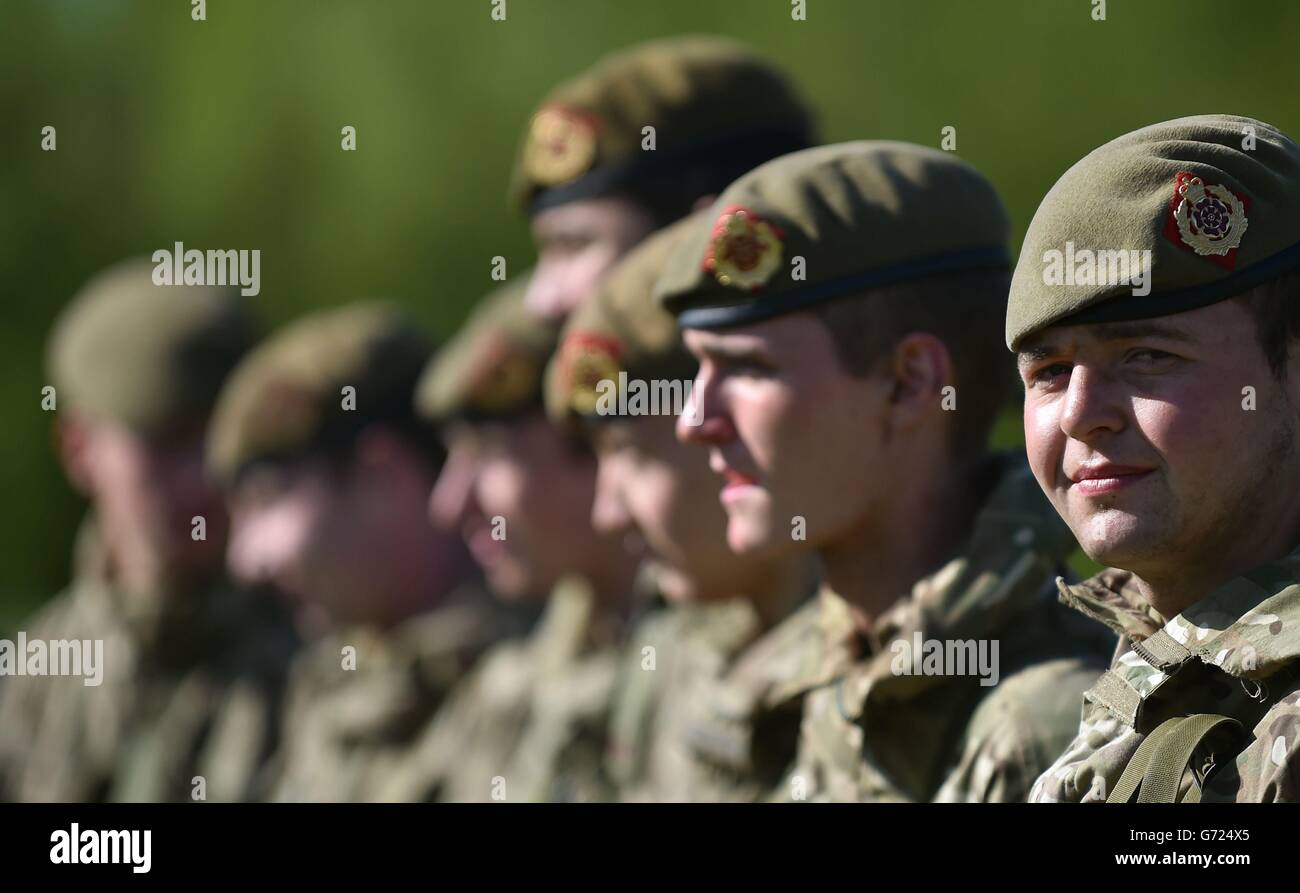 Members of The 1st Battalion, Duke of Lancaster's Regiment wait to meet ...