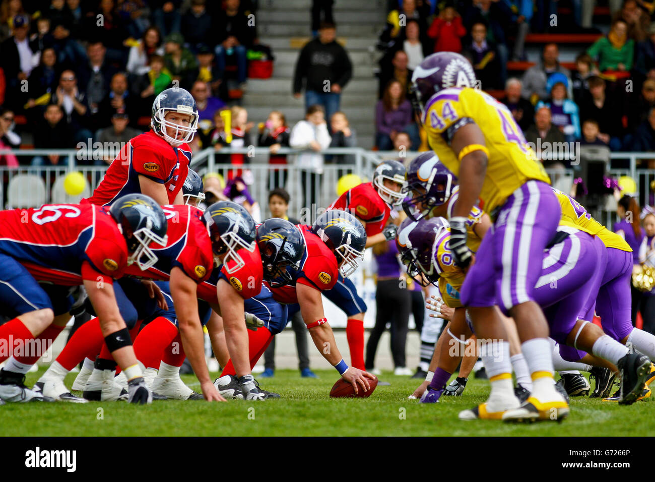 American Football, QB Blake Barnes, No. 7 of the Calanda Broncos, at ...
