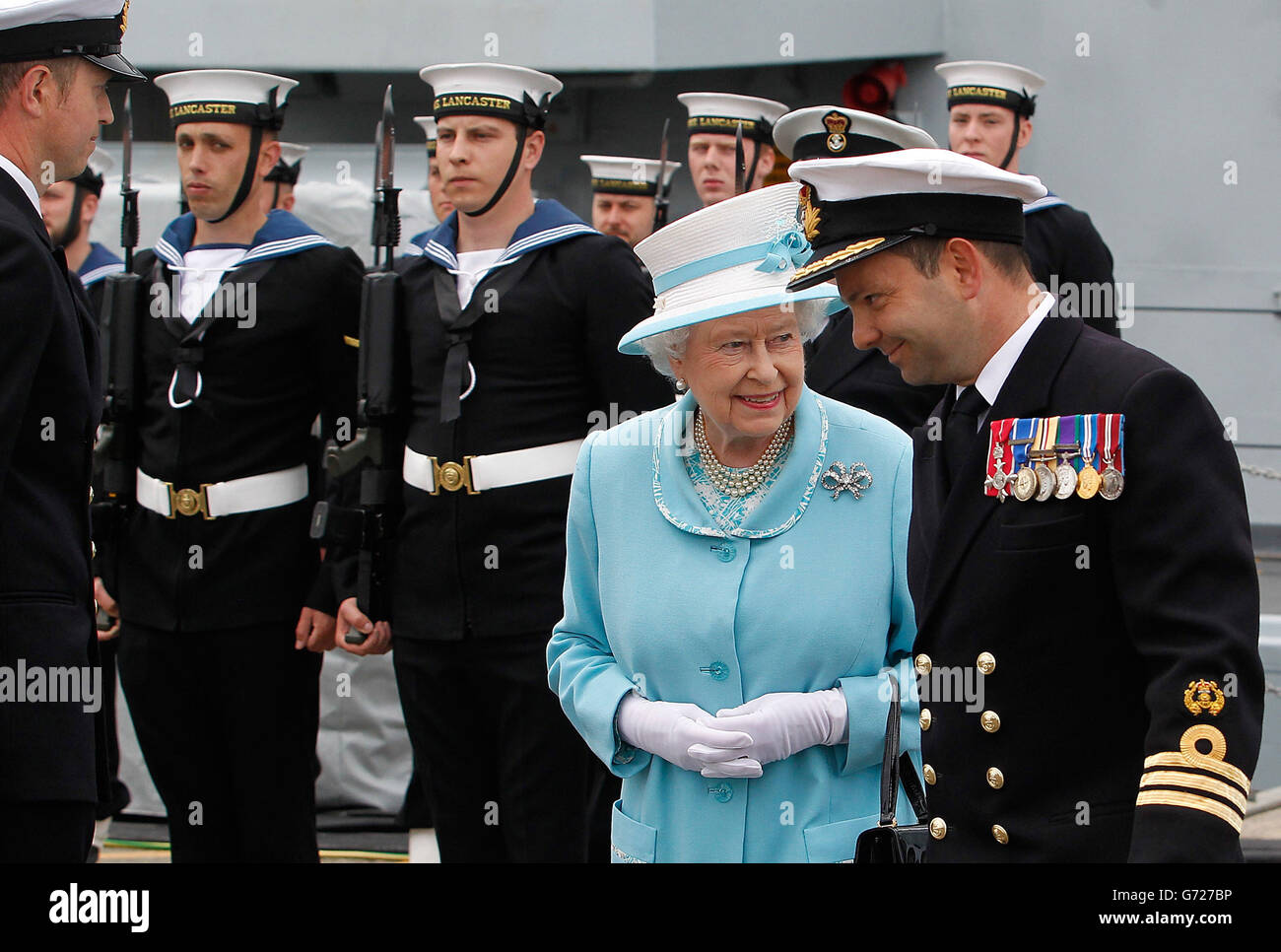 Royal visit to HMS Lancaster Stock Photo - Alamy