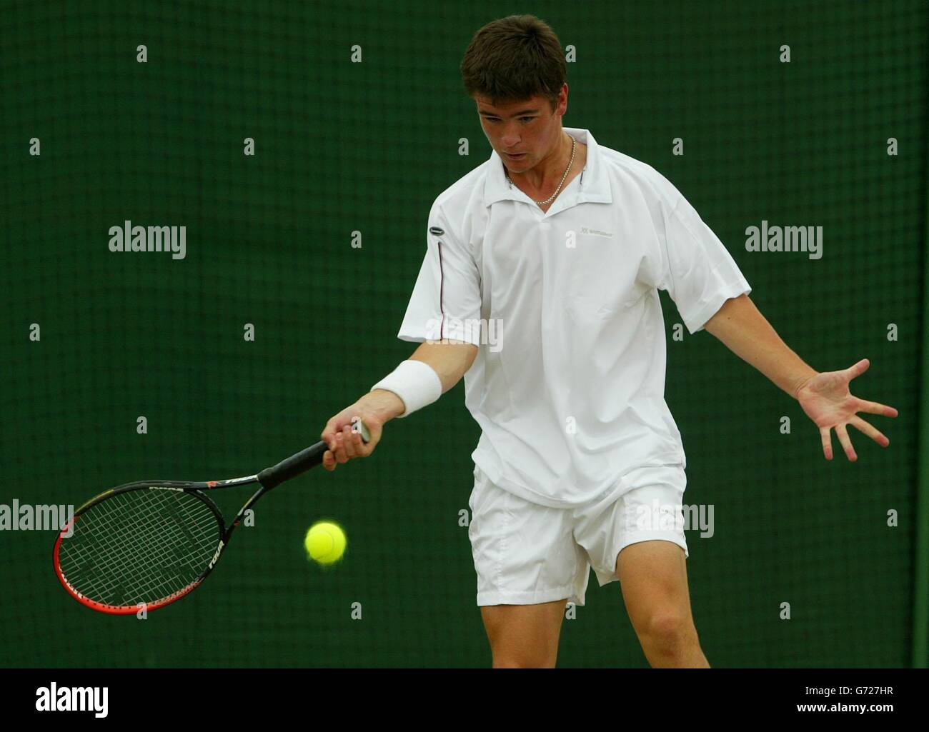 Jamie Baker from Scotland in action in the Boy's Singles at The Lawn ...
