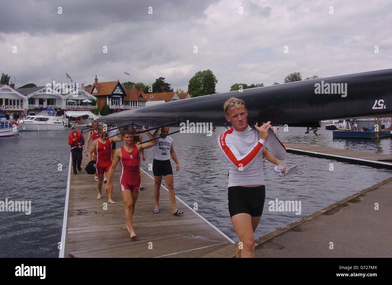 An American rowing crew from Boston University, Massuchusetts, emerge ...