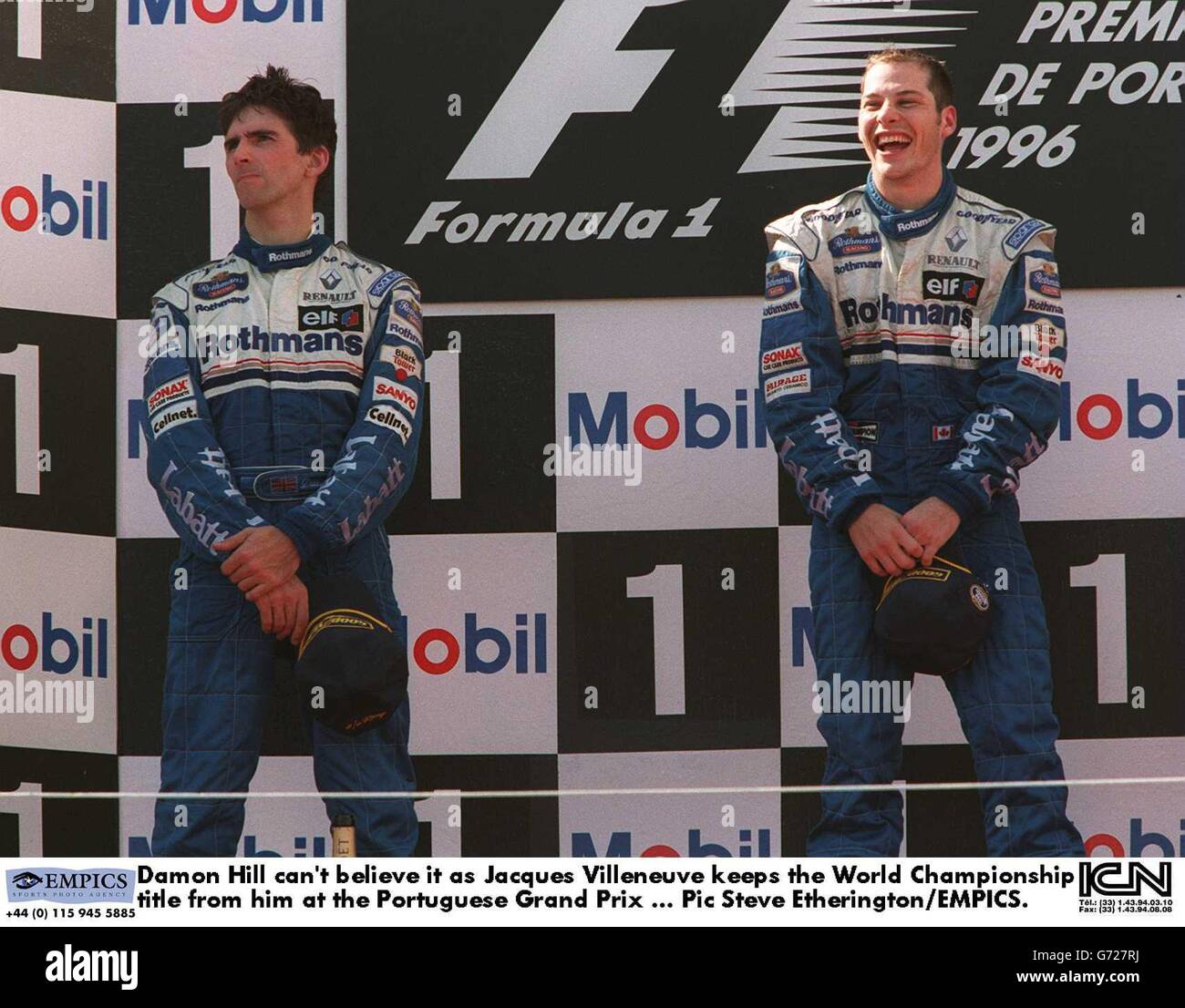 Motor Racing ... Portuguese Grand Prix. Damon Hill can't believe it as ...