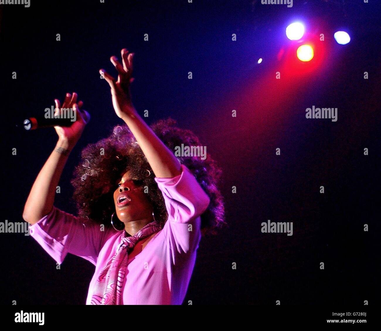 American singer Macy Gray onstage in aid of the Elton John Aids ...