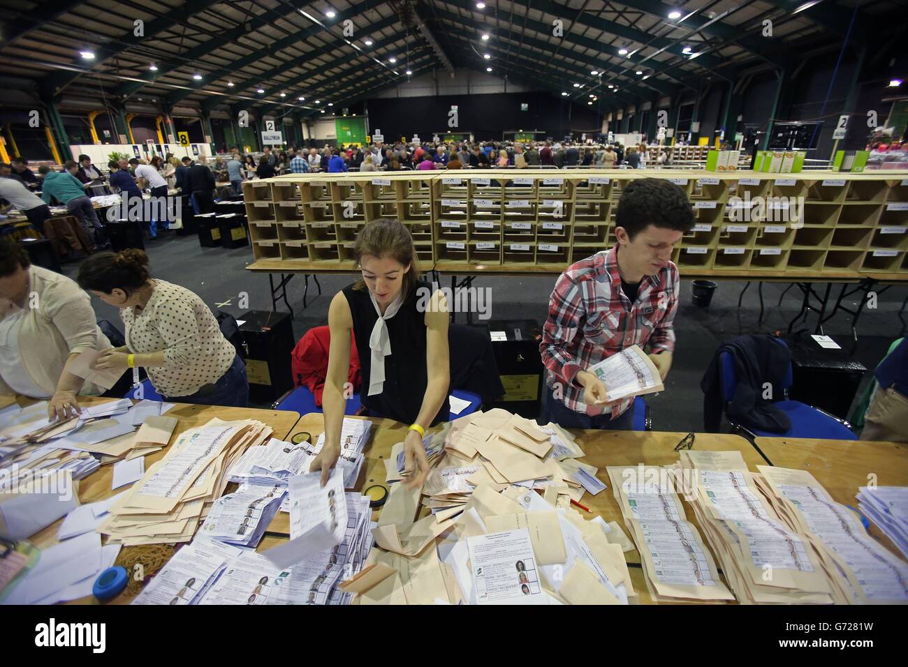 Ballot boxes are opened as counting begins for the local and European ...