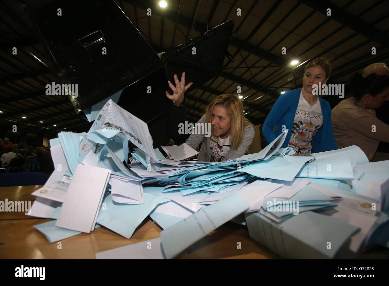 Ballot boxes are opened as counting begins for the local and European ...