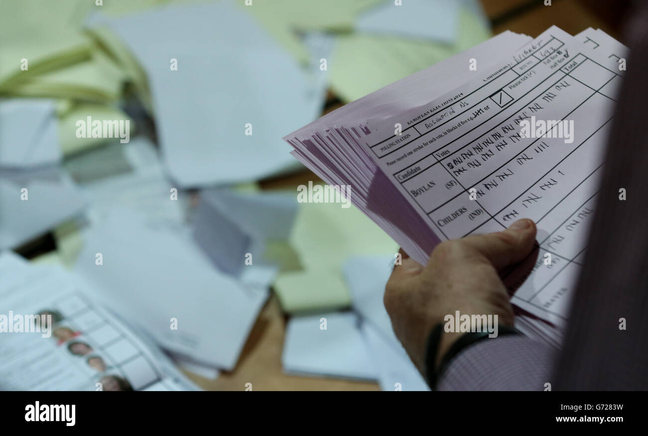 Ballot boxes are opened as counting begins for the local and European ...