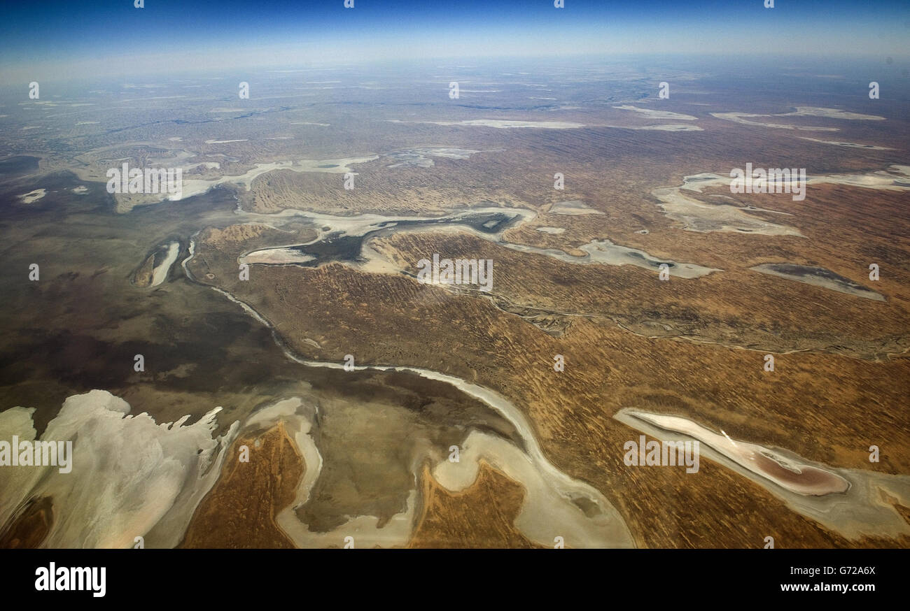 Dried salt lakes in the desert of the Northern Territory, Australia ...