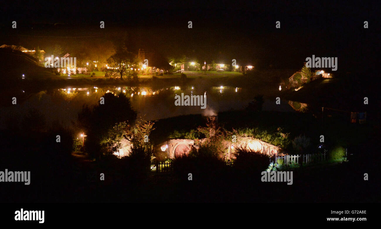 General view of Hobbiton, the film set for the Hobbit and Lord of the ...
