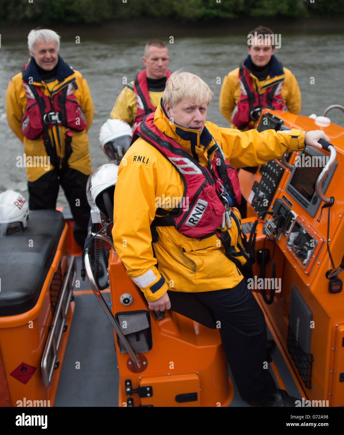 The Mayor of London Boris Johnson meets RNLI Lifeboat crews at Chiswick ...