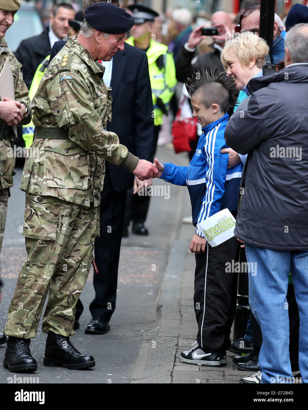 The Prince of Wales, Royal Colonel for the Queens Own Yeomanry, greets ...