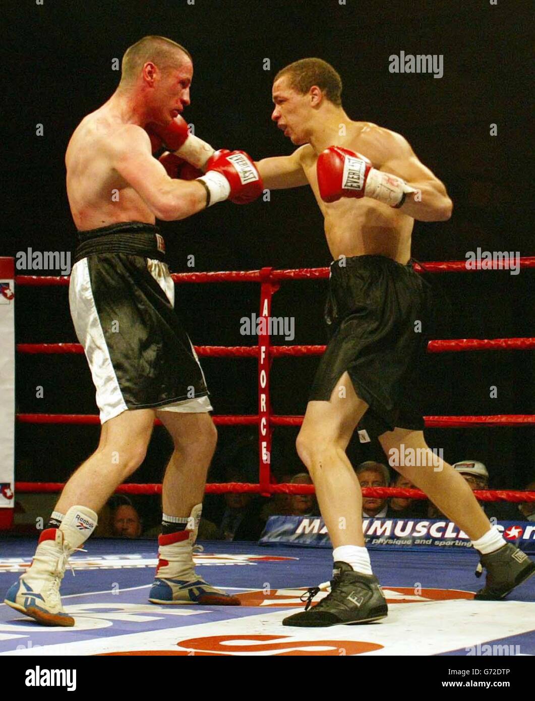 Alexander Abramenko from Belarus (L) is hit with a right from Leeds ...