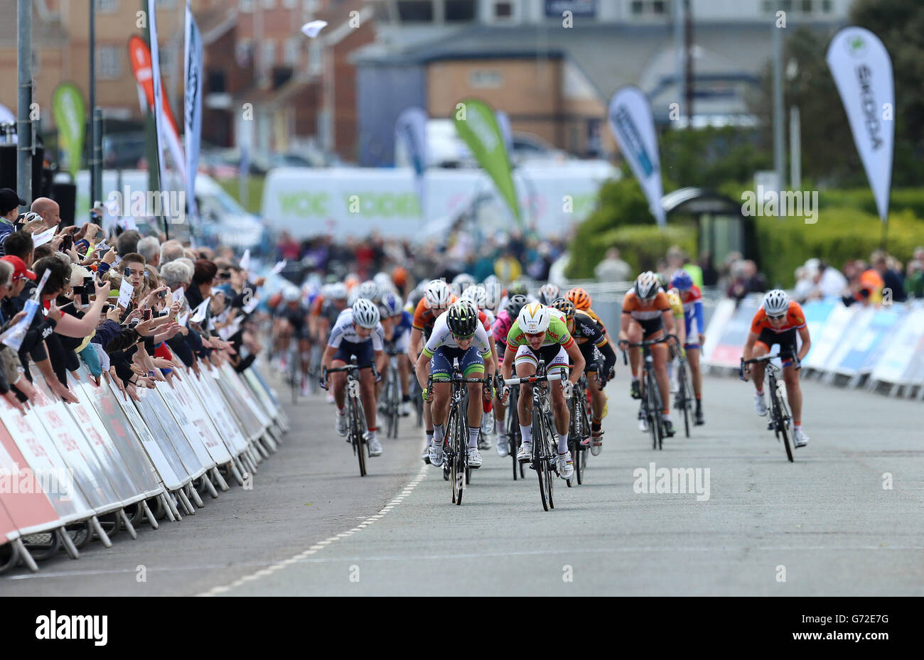 Marianne Vos (Green Jersey) races to the finish line to win Stage Three ...
