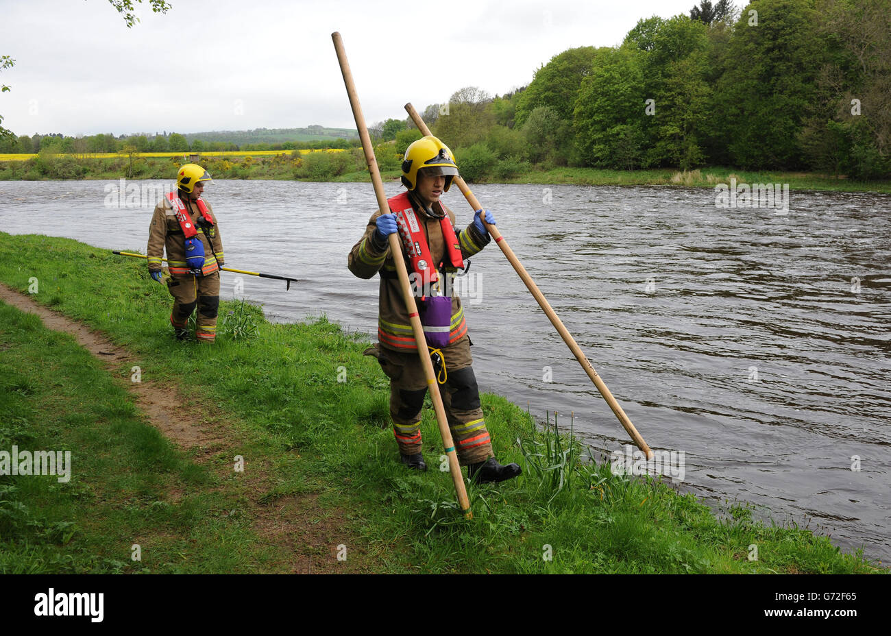 Rescue service personnel at Riding Mill Pumping station on the River ...