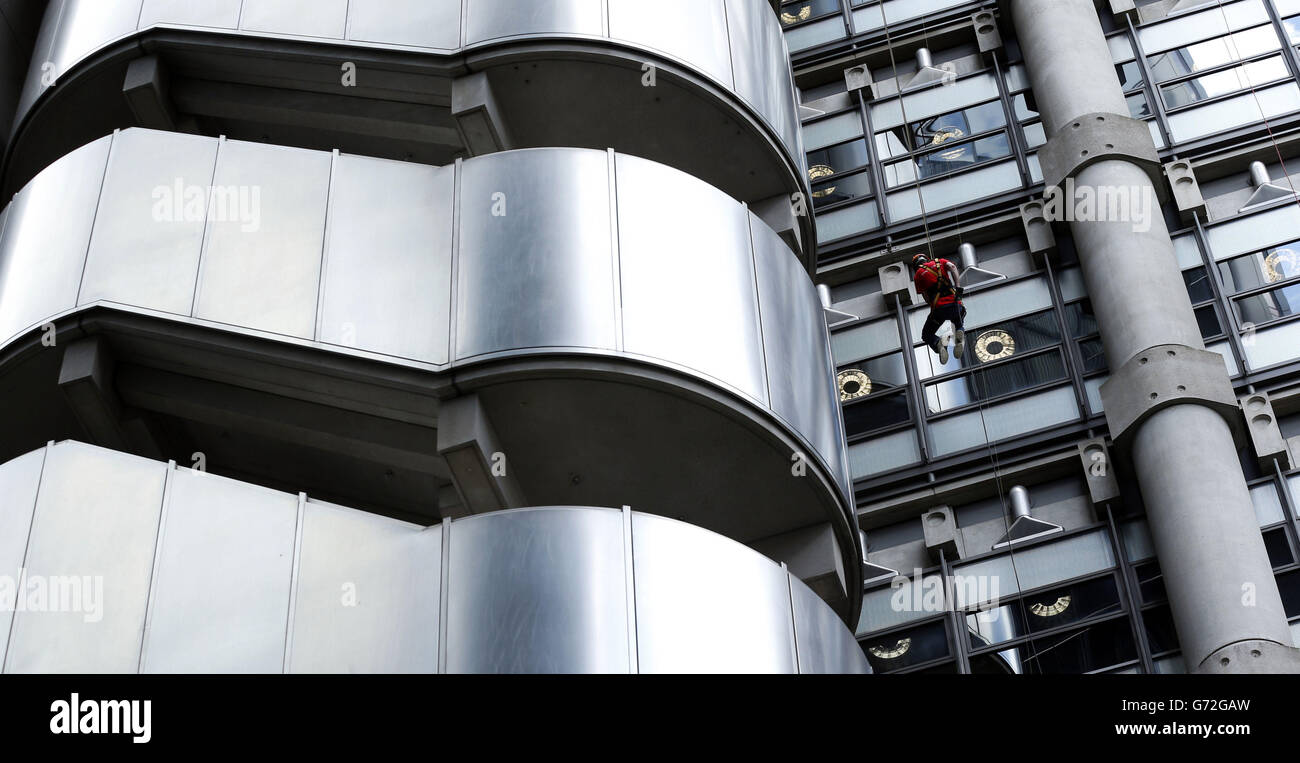 Lloyds Building charity abseil Stock Photo - Alamy