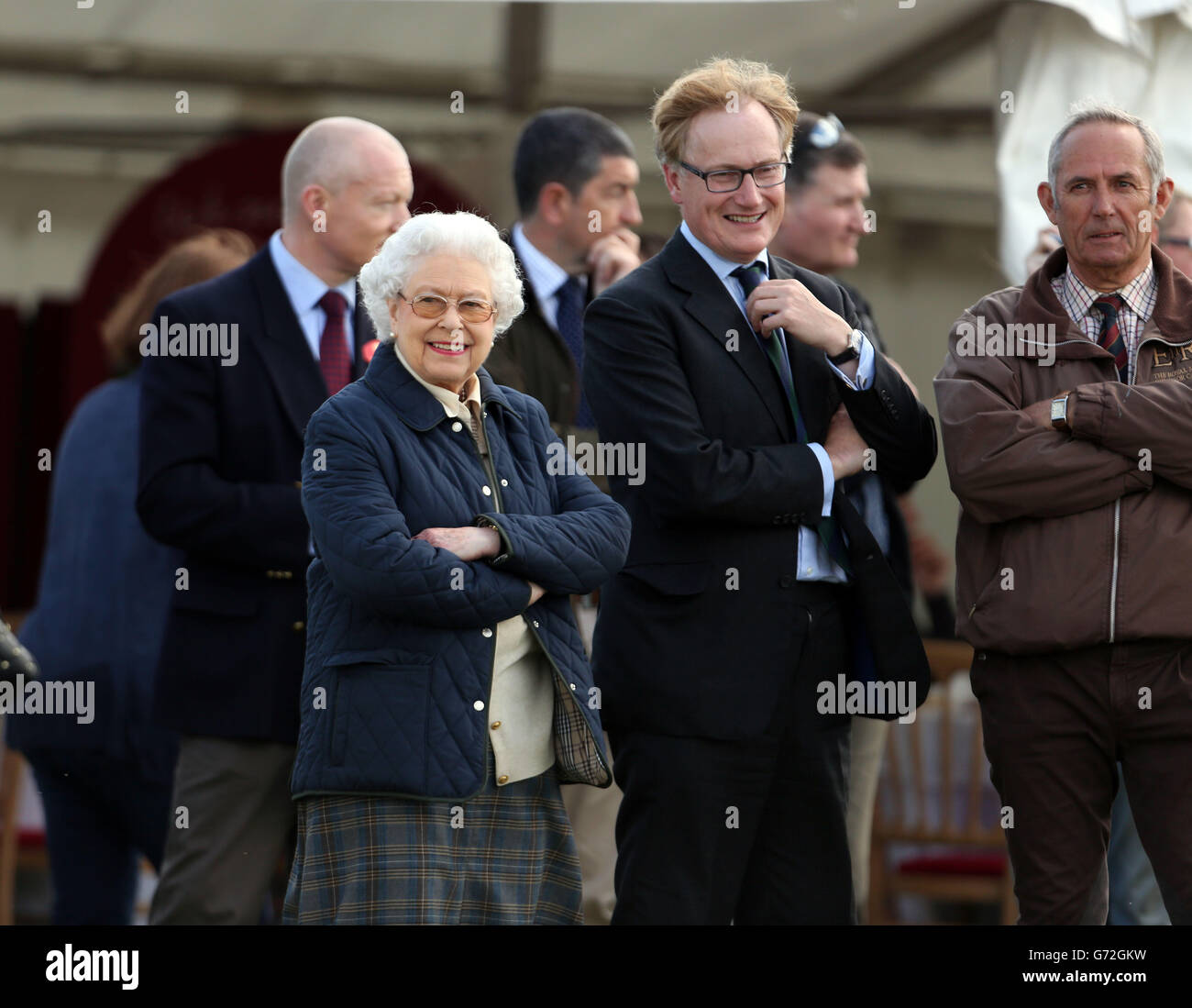 Queen Elizabeth II with show director Simon Brooks-Ward watches her ...