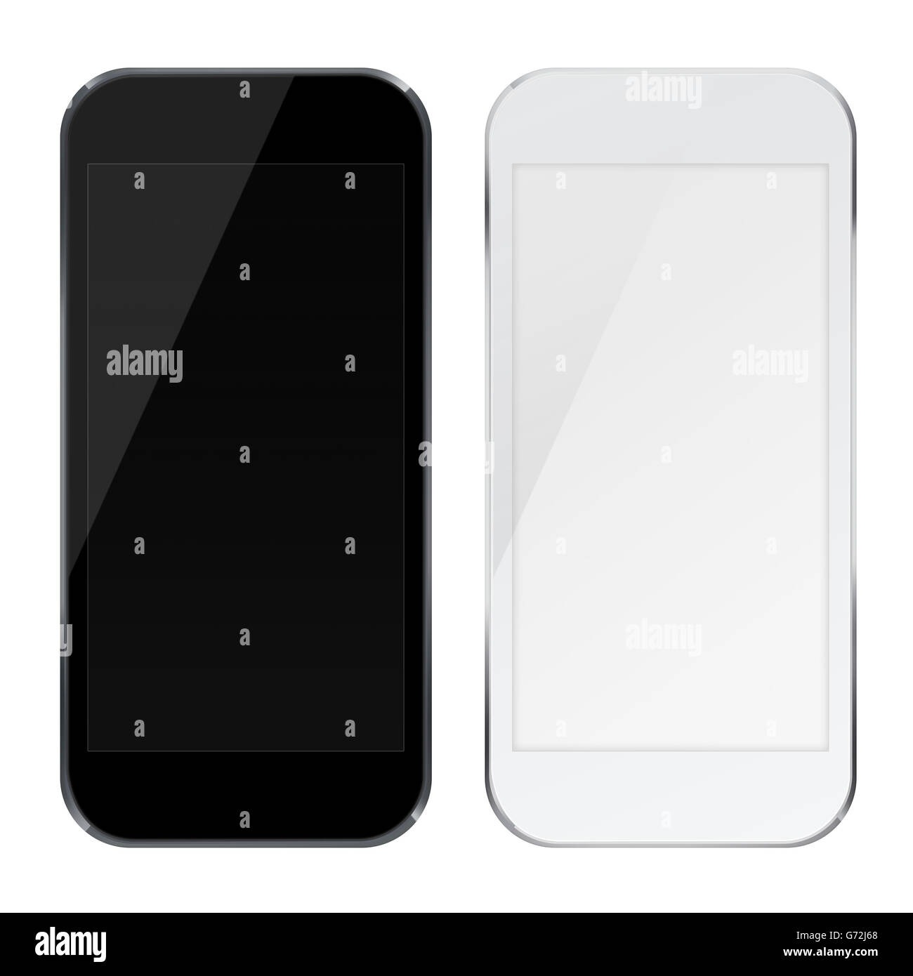 Smart phones with black and blank screens isolated on white background ...