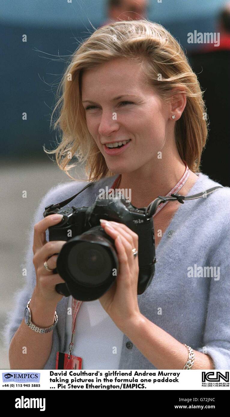 Motor Racing ... Portuguese Grand Prix. David Coulthard's girlfriend Andrea Murray taking ...