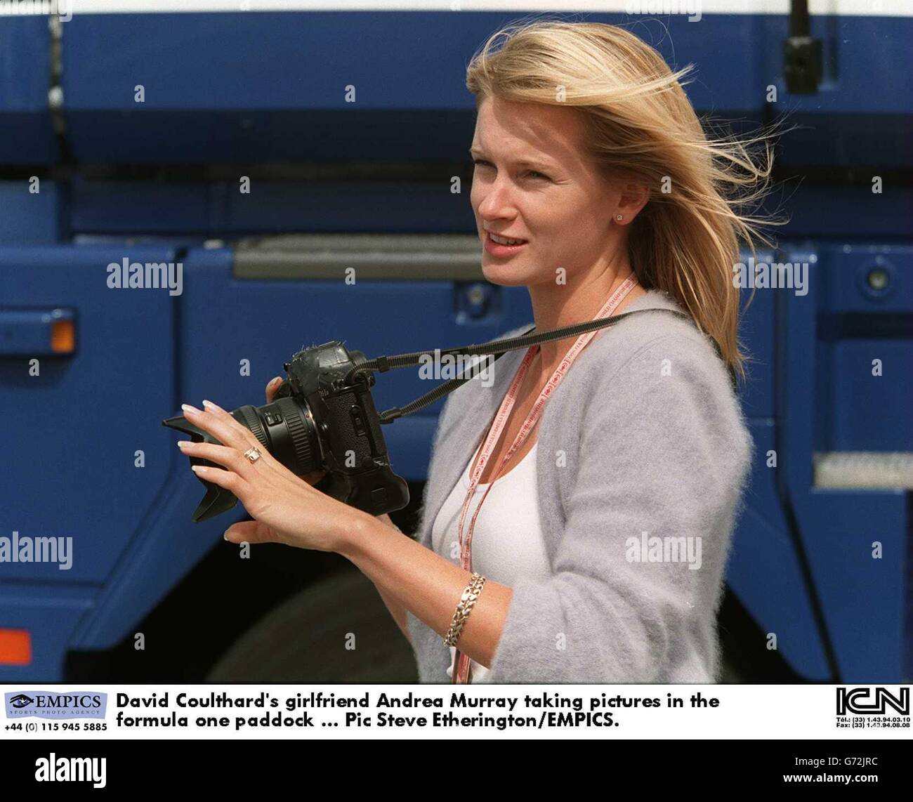Motor Racing ... Portuguese Grand Prix. David Coulthard's girlfriend Andrea Murray taking ...