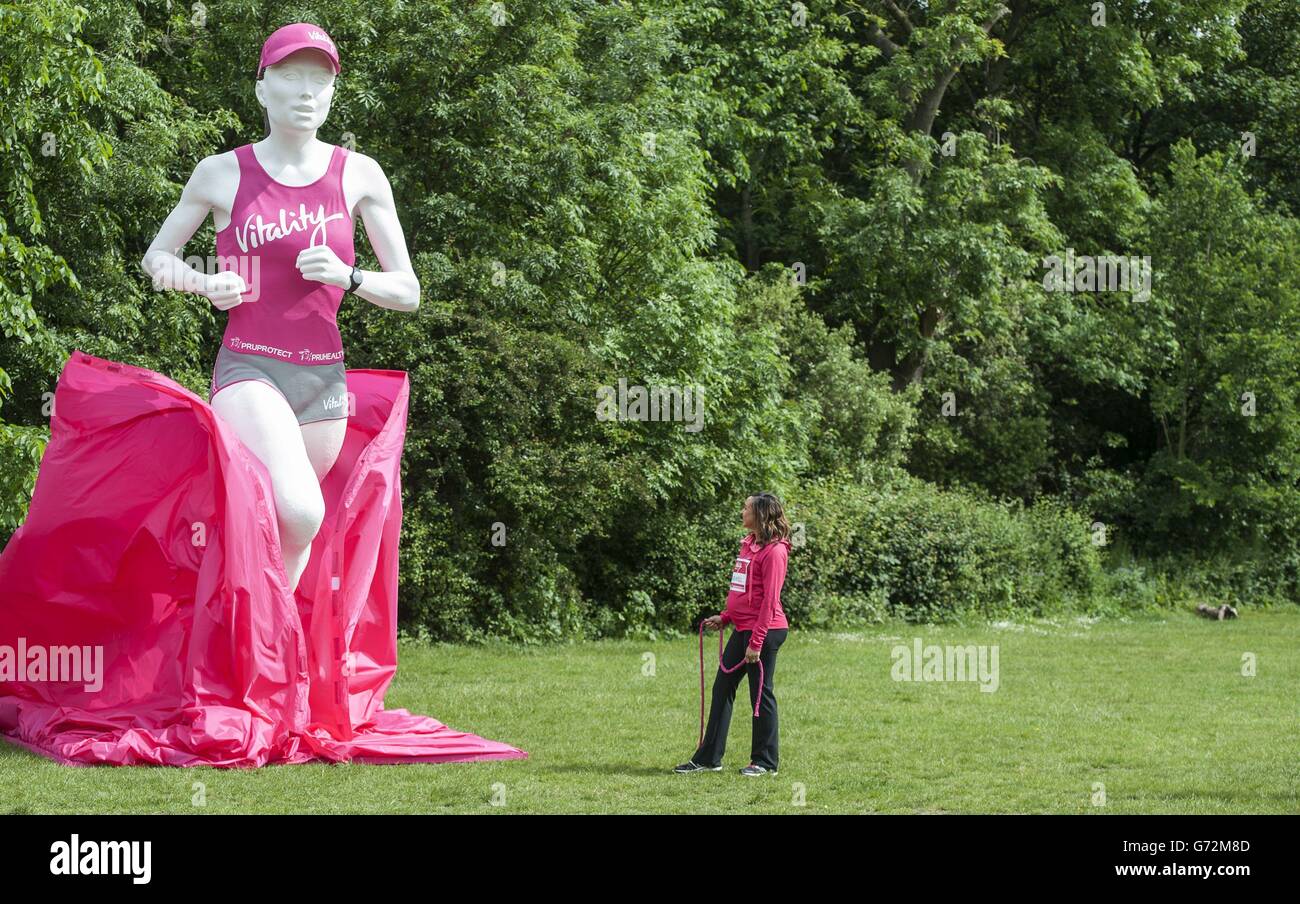 Jessica Ennis-Hill unveils a statue of a giant runner during the ...