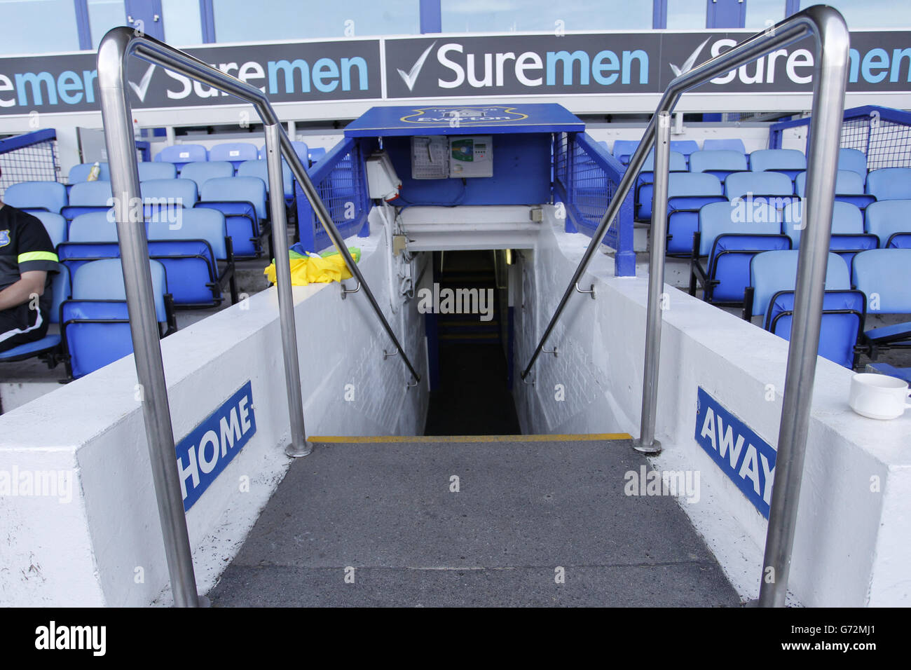 A general view inside the tunnels at goodison park hi-res stock ...