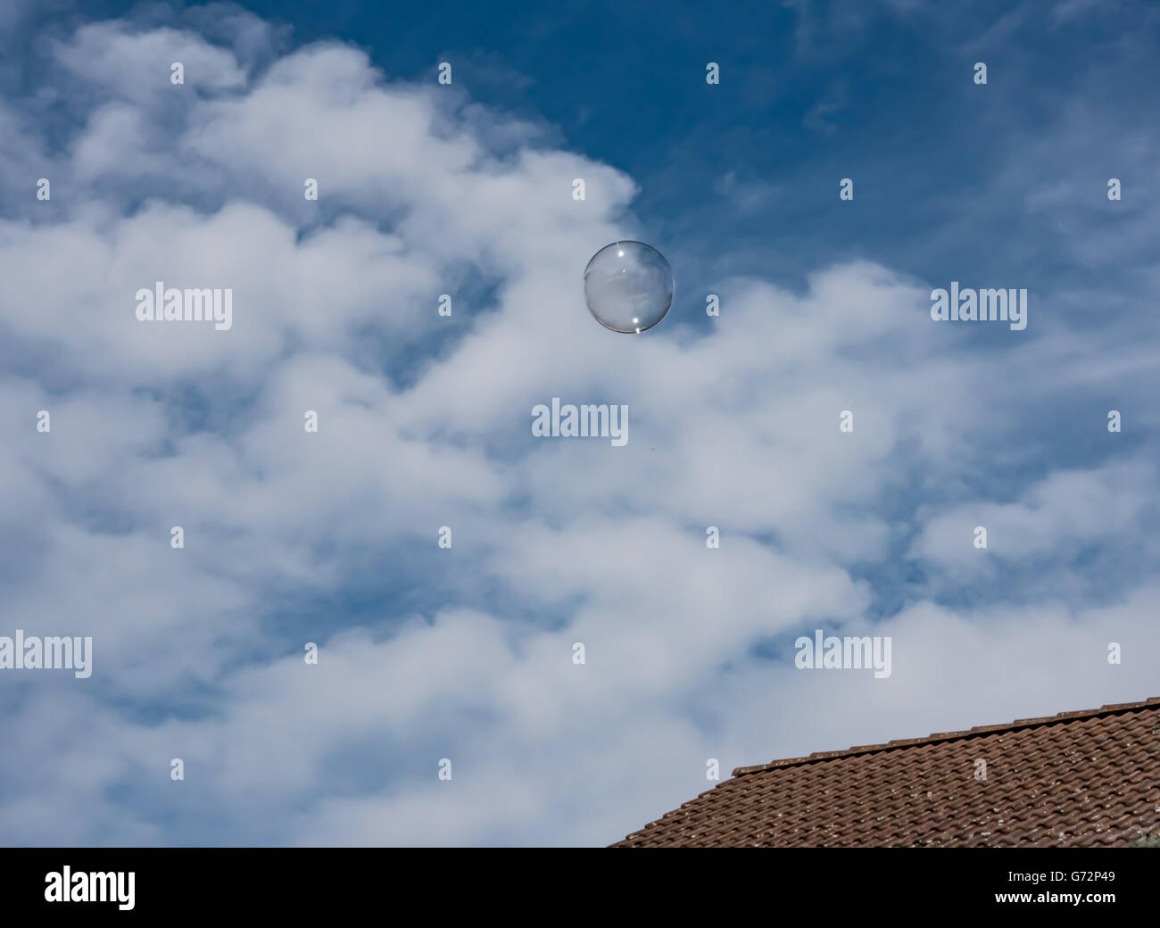 Single soap bubble sky background Stock Photo - Alamy