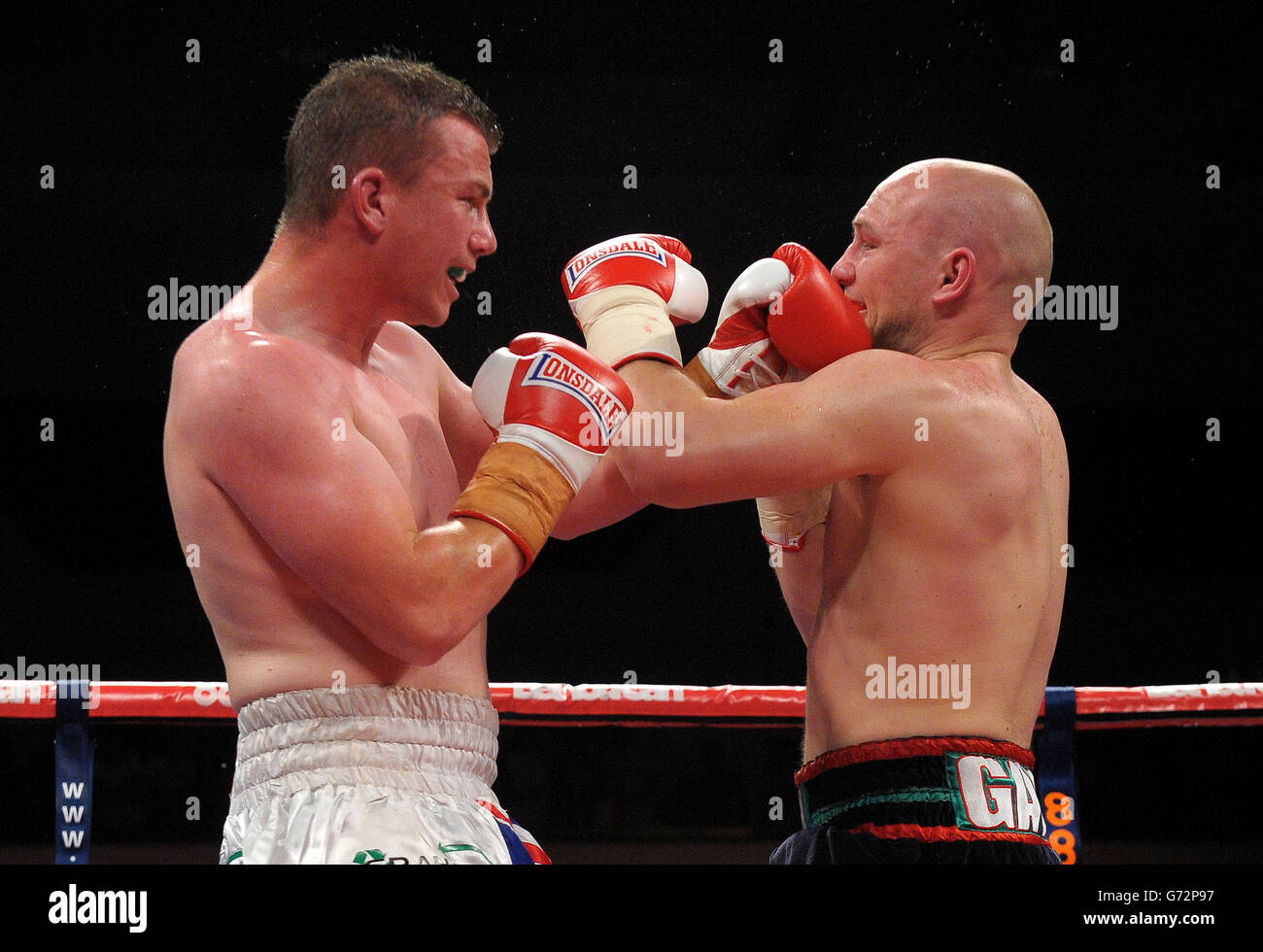 Gavin Rees (right) in action against Gary Buckland in their WBC ...
