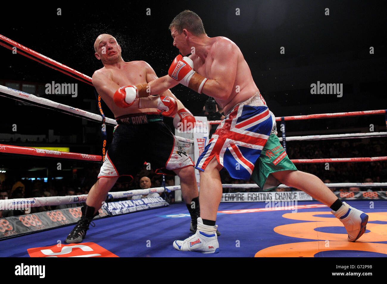 Gavin Rees (left) in action against Gary Buckland in their WBC ...