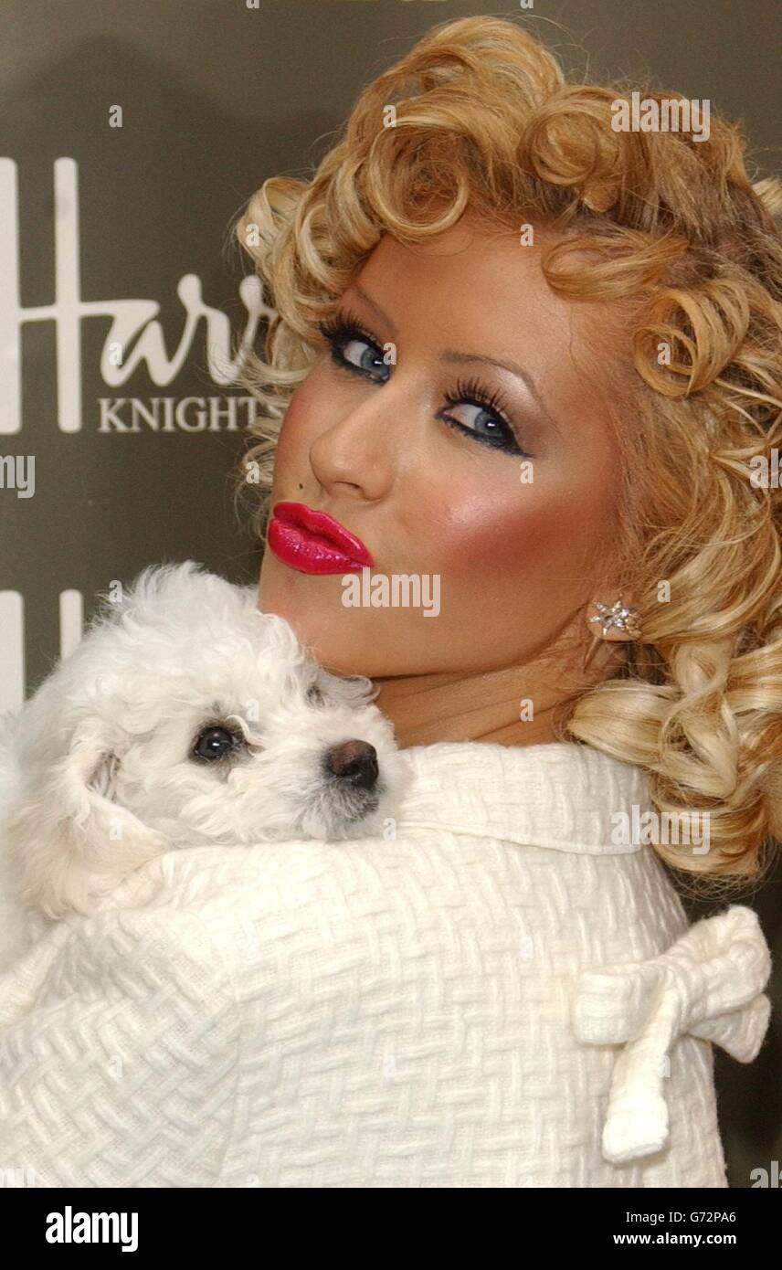 Us singer christina aguilera and bichon frise hi-res stock photography ...