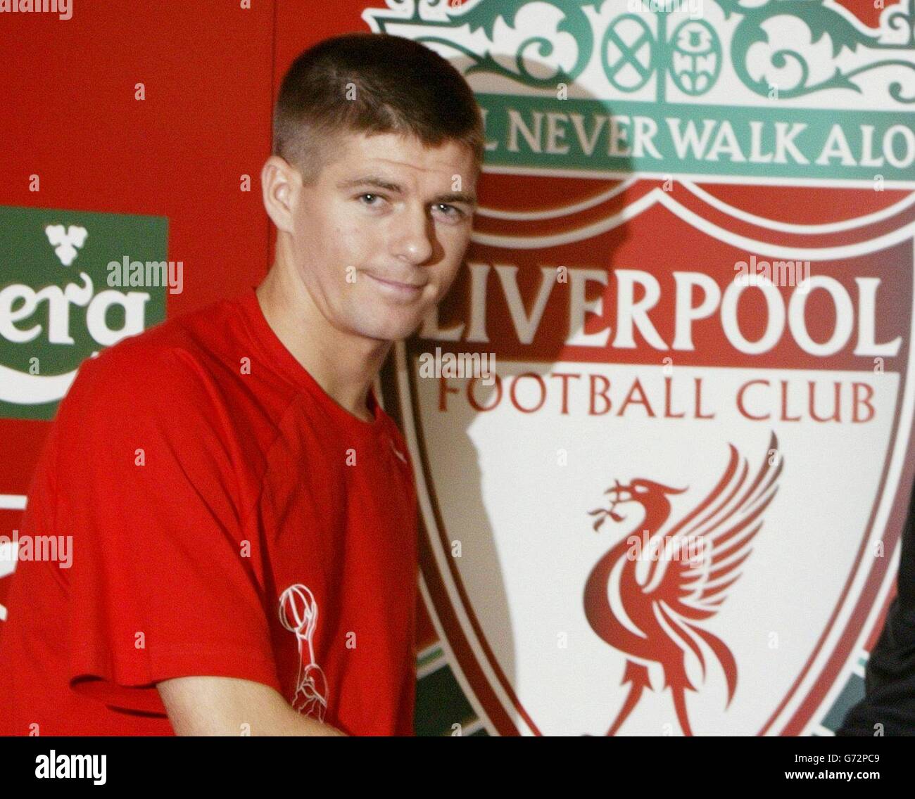 Liverpools steven gerrard during a press conference hi-res stock ...