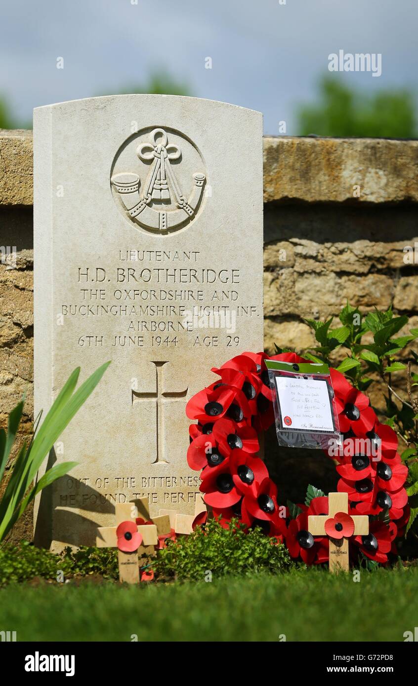 The headstone of Herbert Brotheridge in Ranville War Cemetery, Normandy ...