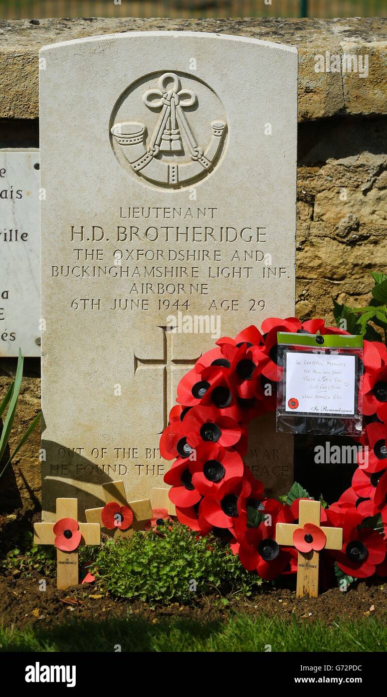 The headstone of Herbert Brotheridge in Ranville War Cemetery, Normandy ...
