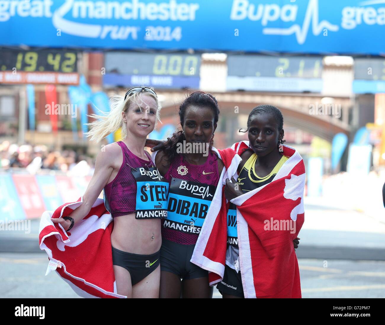 Great Britain's Gemma Steel (left) who finished second, Winner Ethiopia ...