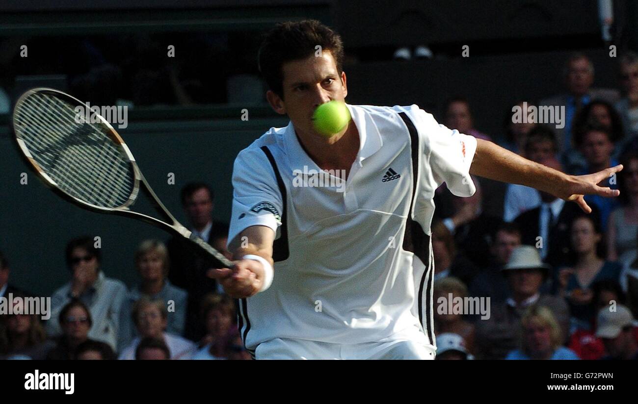 Sport tennis wim04 wimb04 action mark philippoussis hi-res stock ...