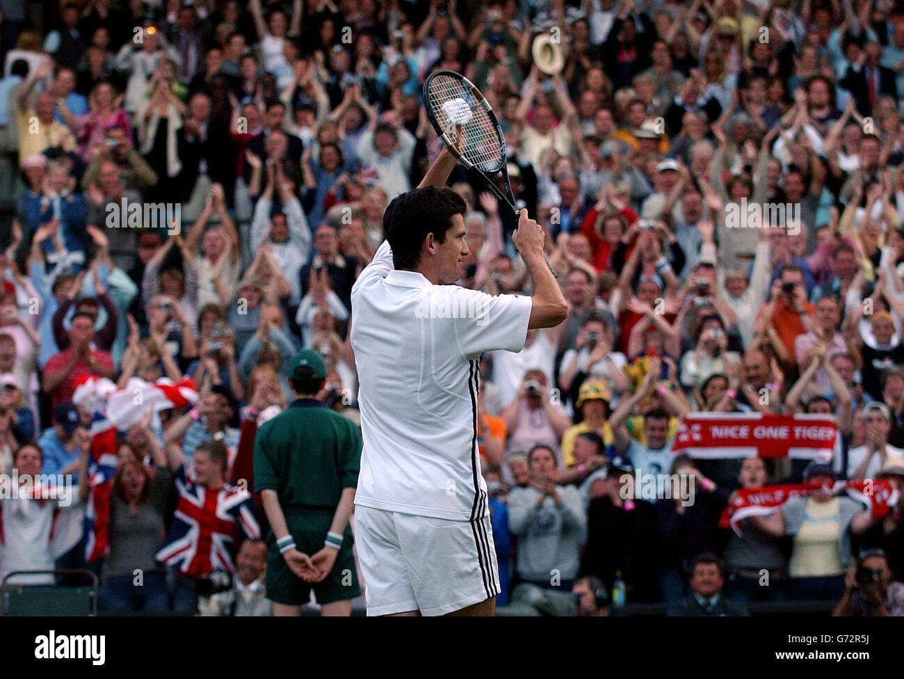 Sport tennis wim04 wimb04 action mark philippoussis hi-res stock ...