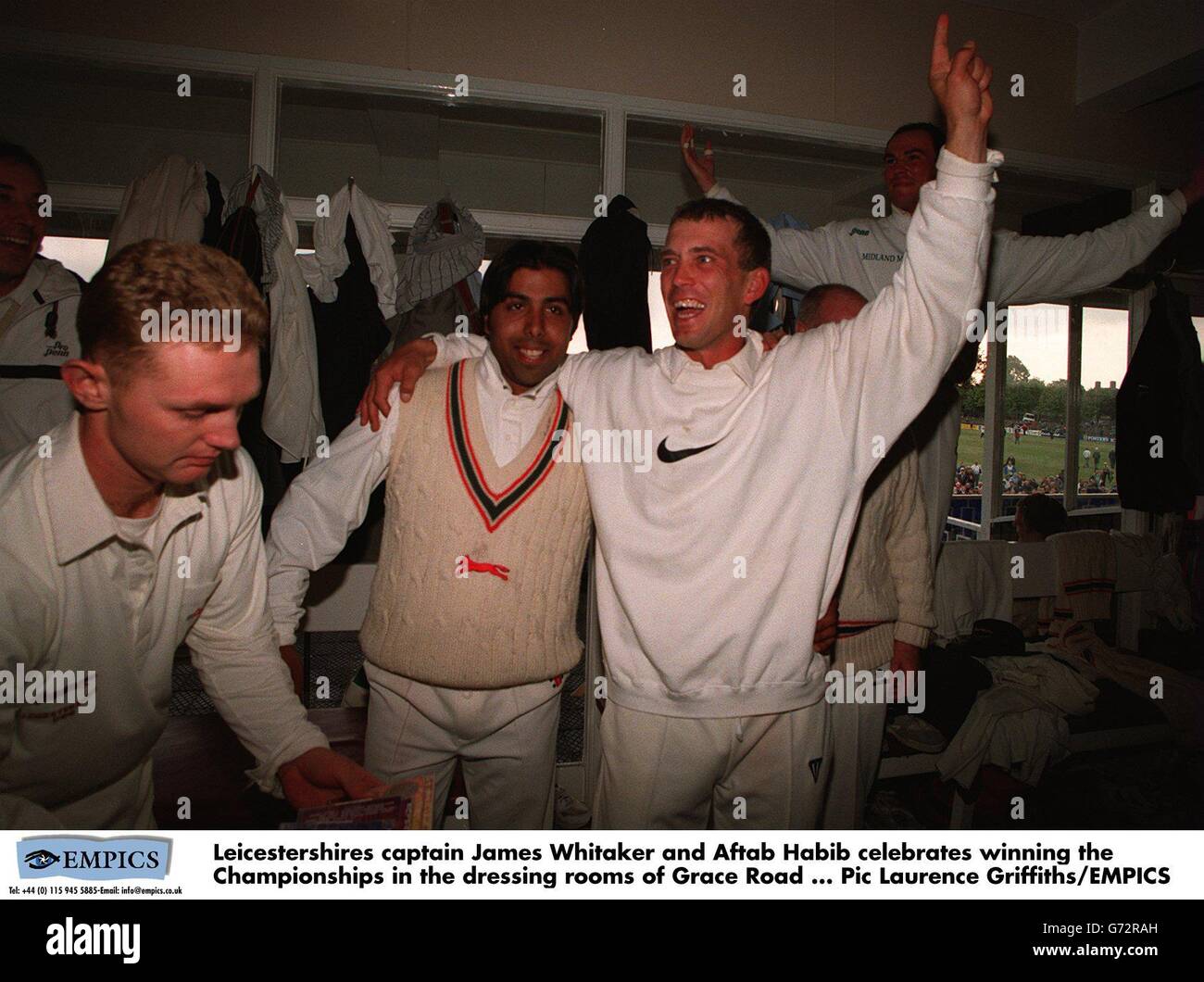 Leicestershire captain James Whitaker and Aftab Habib celebrates ...